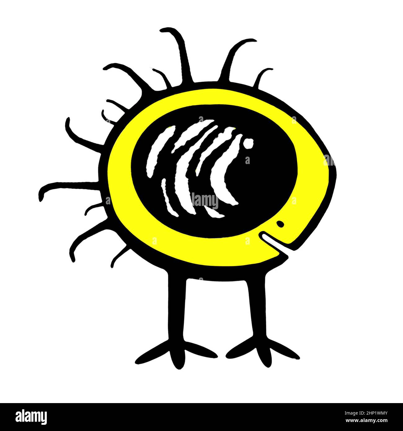 Side view cute monster baby alien pencil drawing isolated illustration ...