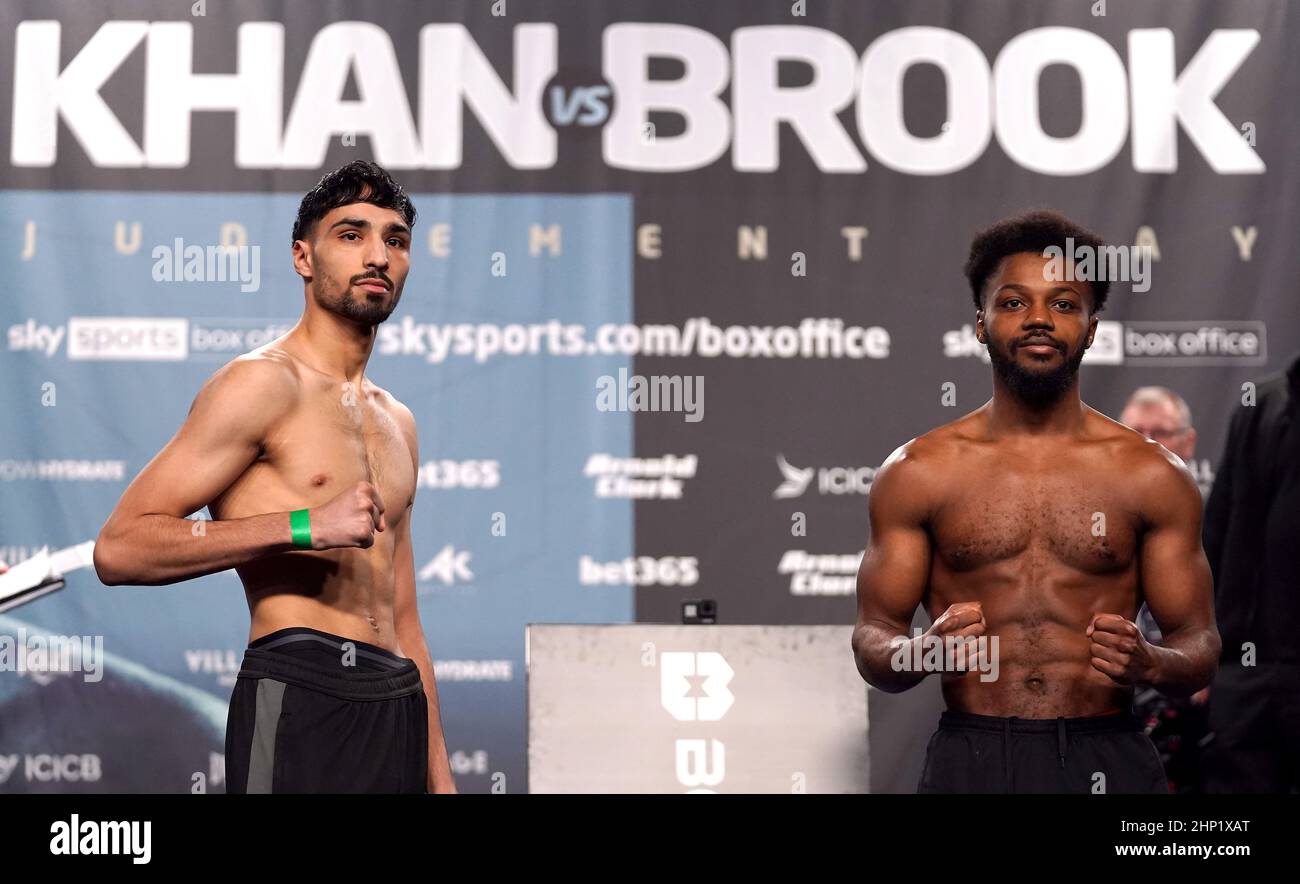 Ibrahim Nadim (left) and Taka Bembere during the weigh in at the ...