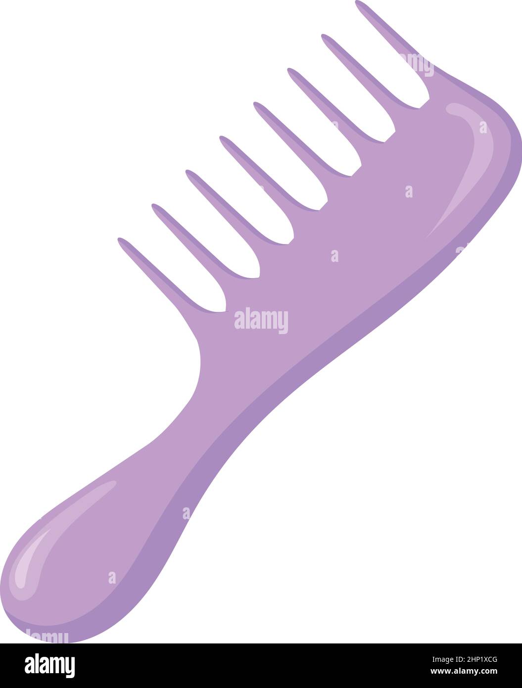 Cartoon hair brush. Palstic wide tooth comb isolated on white ...