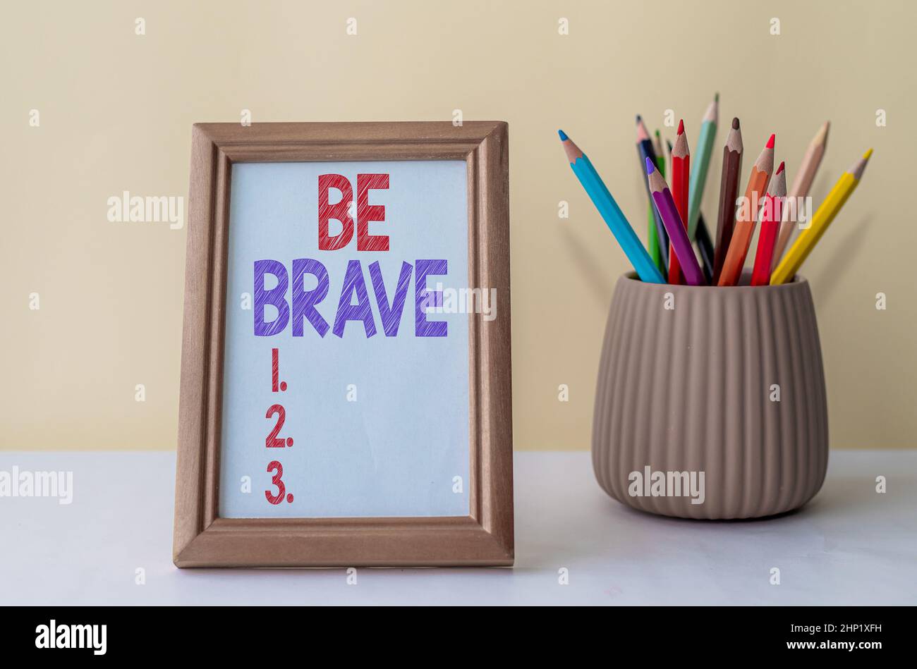 Conceptual caption Be Brave, Concept meaning ready to face and endure ...