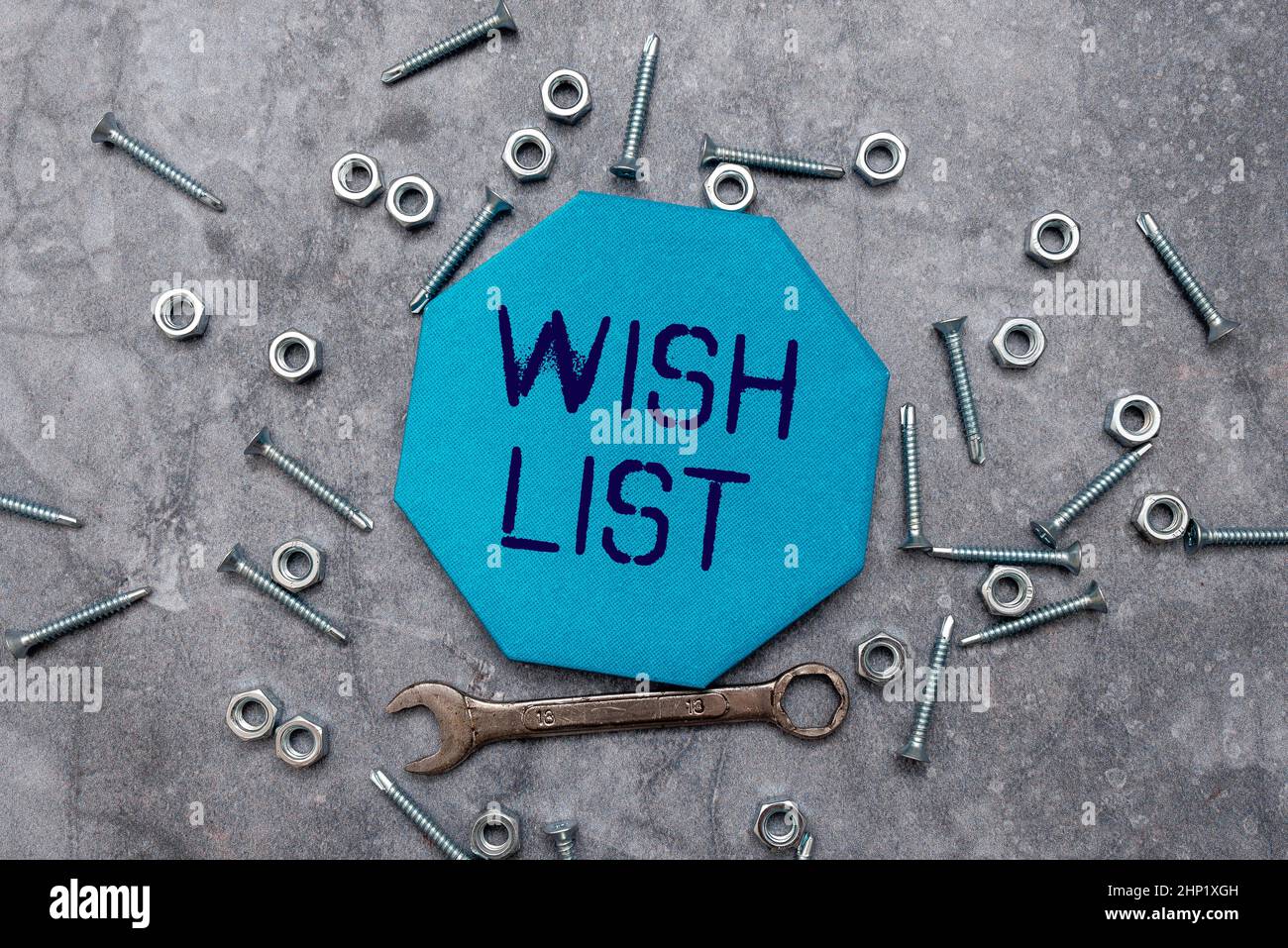 Conceptual display Wish List, Business idea List of desired but often ...