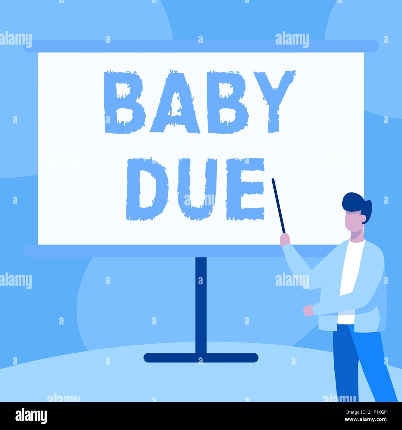Text caption presenting Baby Due, Business approach about to born Under ...