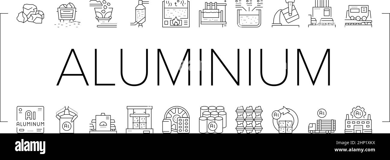 Aluminium Production Collection Icons Set Vector Stock Vector Image ...
