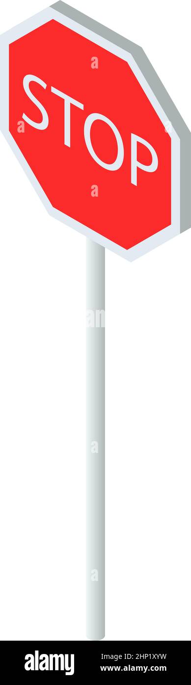 Red stop road sign. Isometric warning symbol Stock Vector Image & Art ...