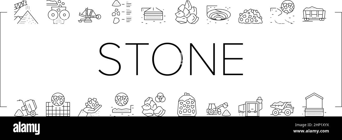 Crushed Stone Mining Collection Icons Set Vector Stock Vector Image ...