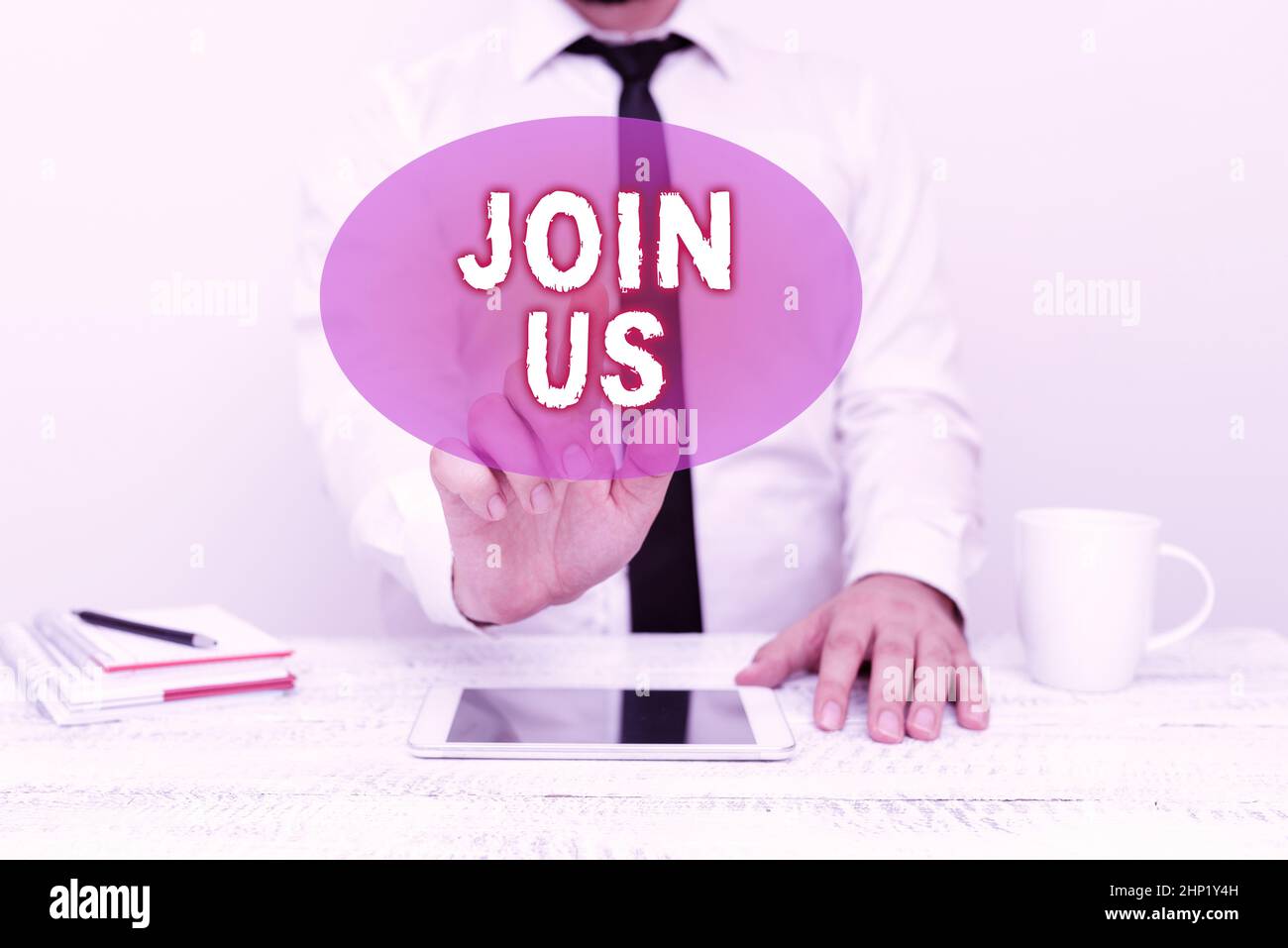 Handwriting text Join Us, Word Written on Register in community Team or ...