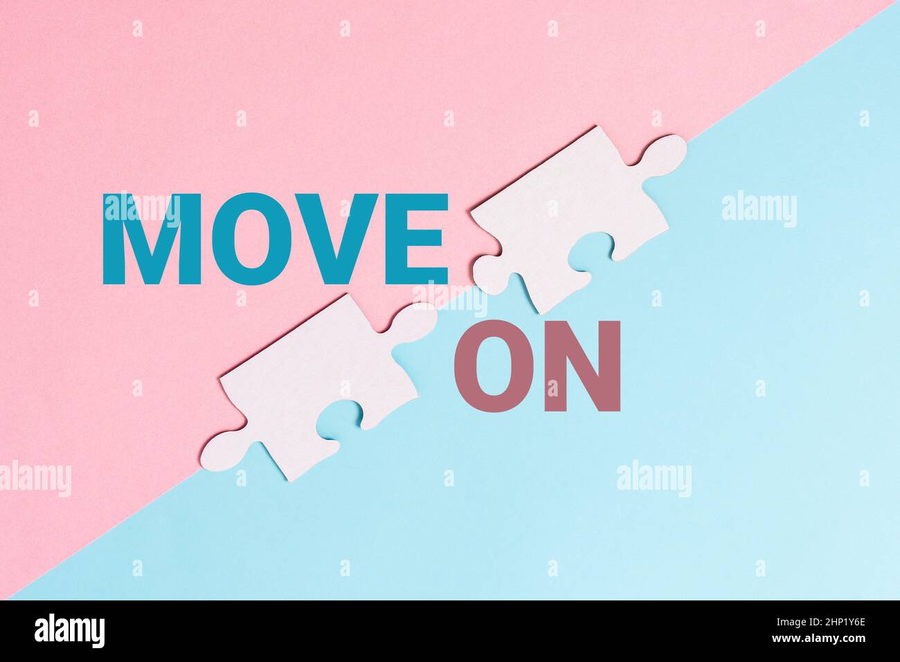 Hand writing sign Move On, Business overview to leave the place where ...