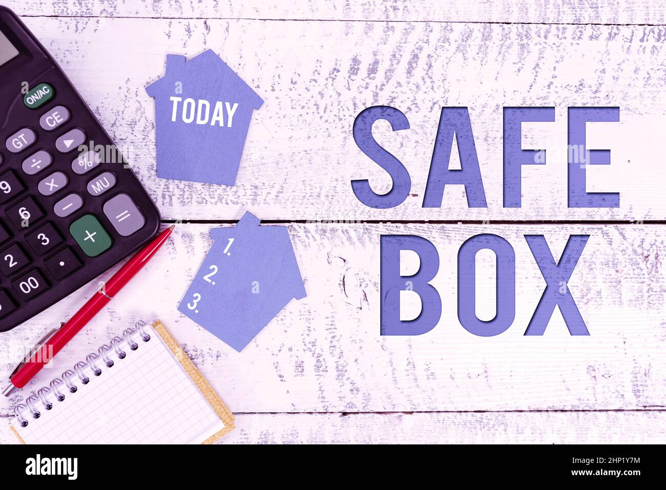 Text caption presenting Safe Box, Word Written on A small structure ...