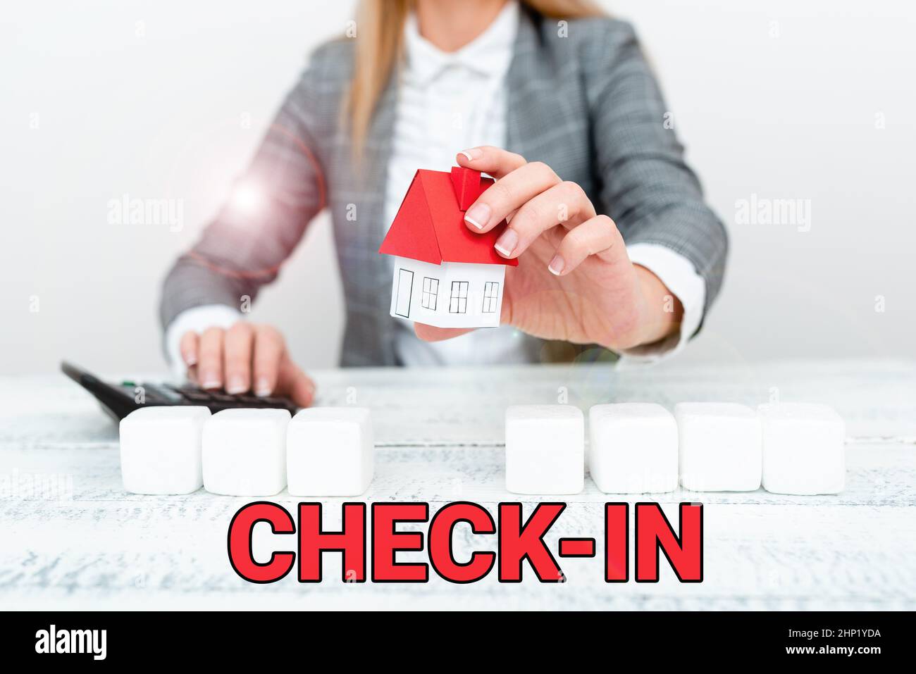 Sign displaying Check In, Word Written on Procedure by which an airline ...
