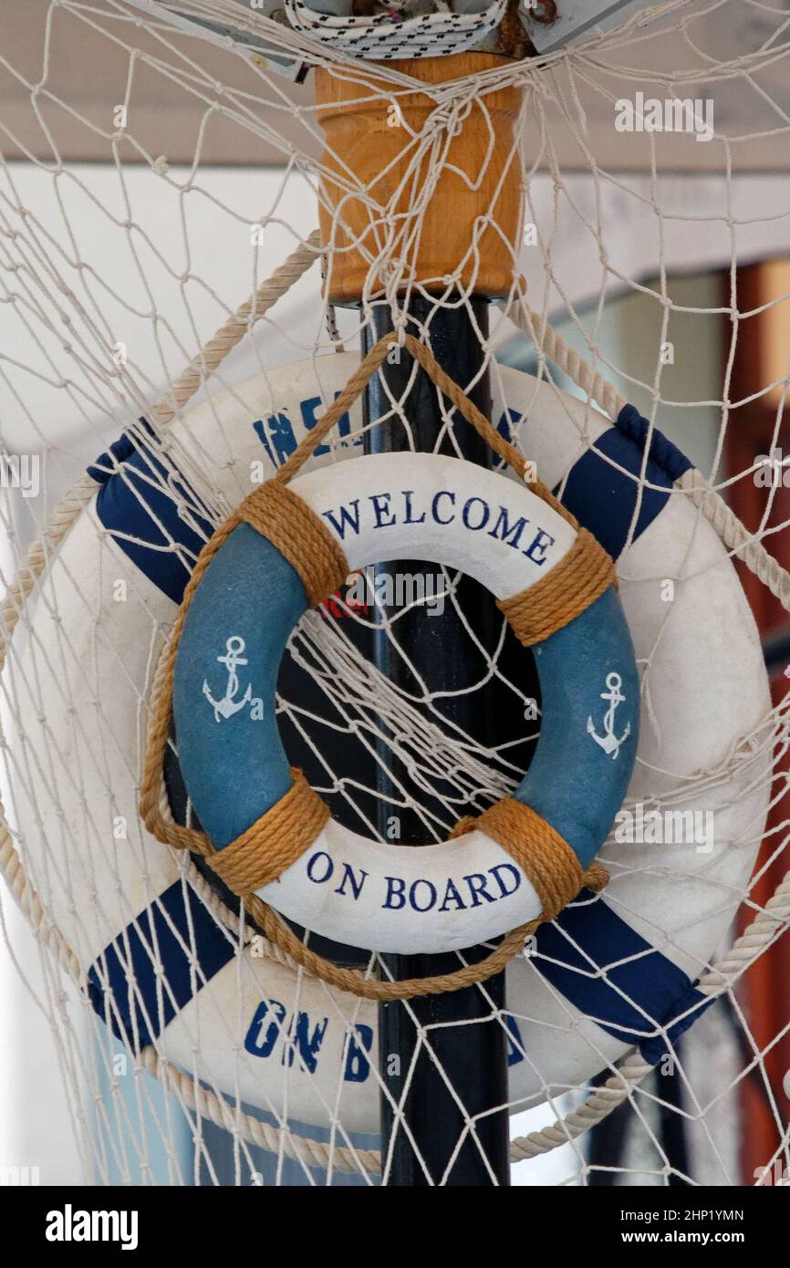 Decorative lifebuoy circle ring with welcome aboard sign sold on market ...