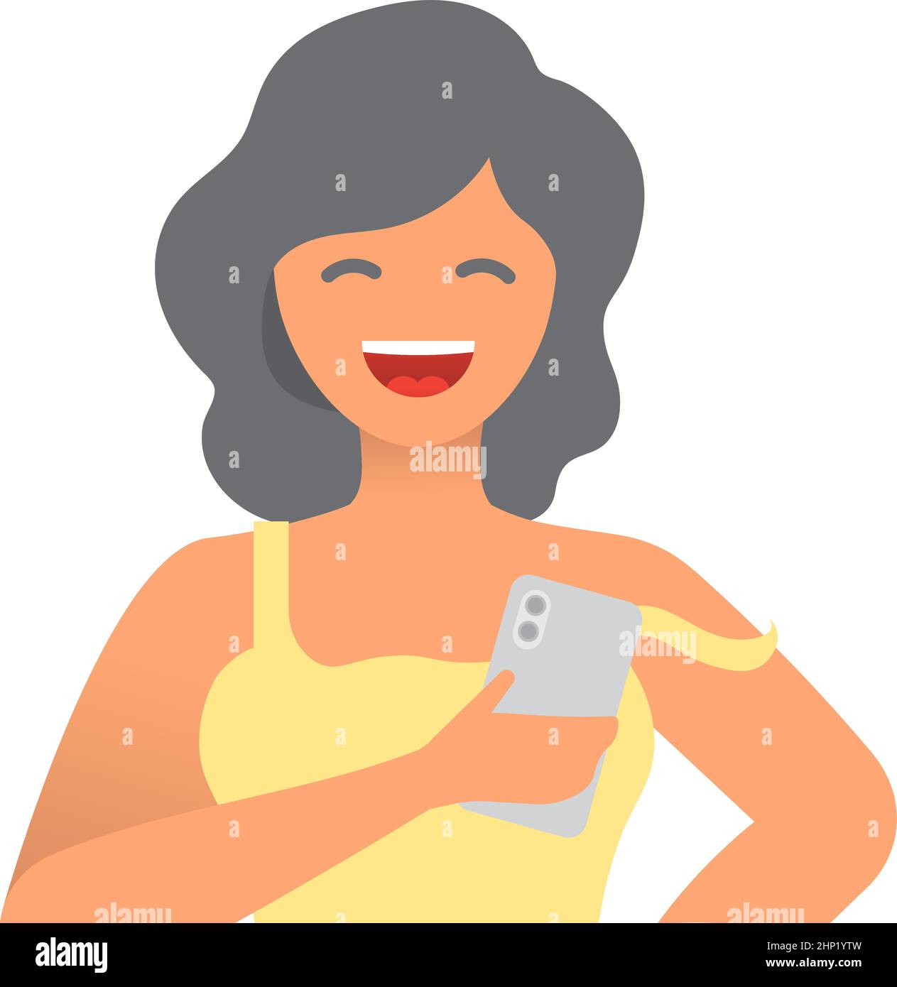 Happy smiling woman using smartphone vector icon Stock Vector Image ...