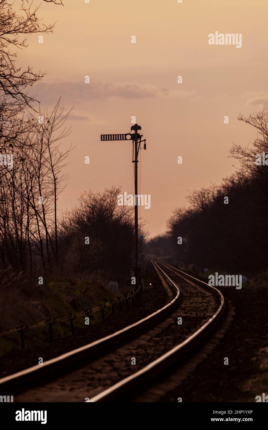 Old mechanical traffic light with rails Stock Photo - Alamy