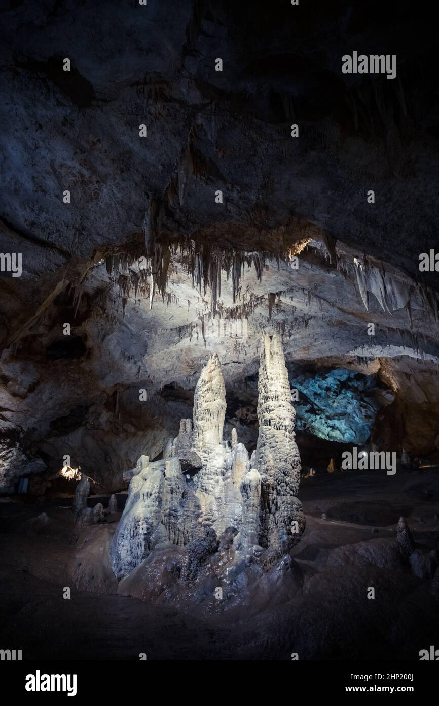 Image of a giant stalagmite in a an underground cave Stock Photo - Alamy