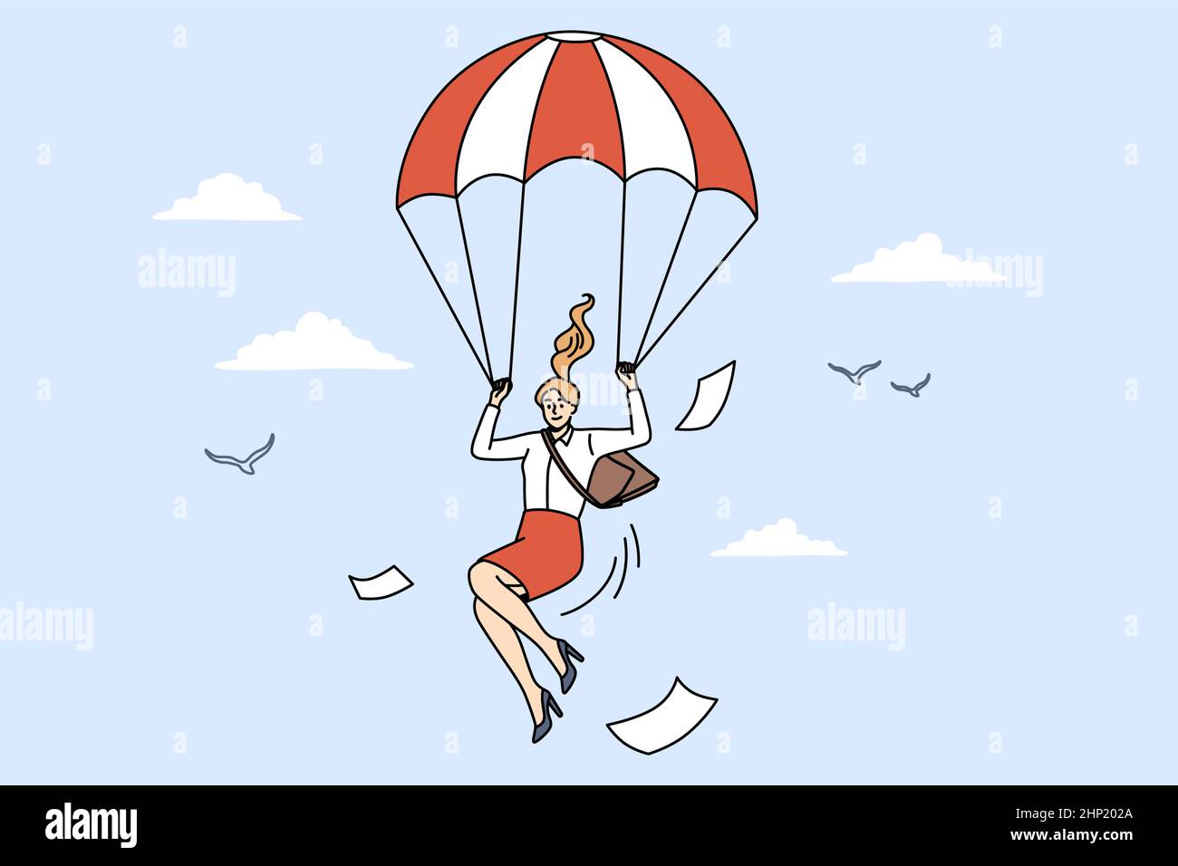 Business strategy and evacuation concept. Smiling positive business ...