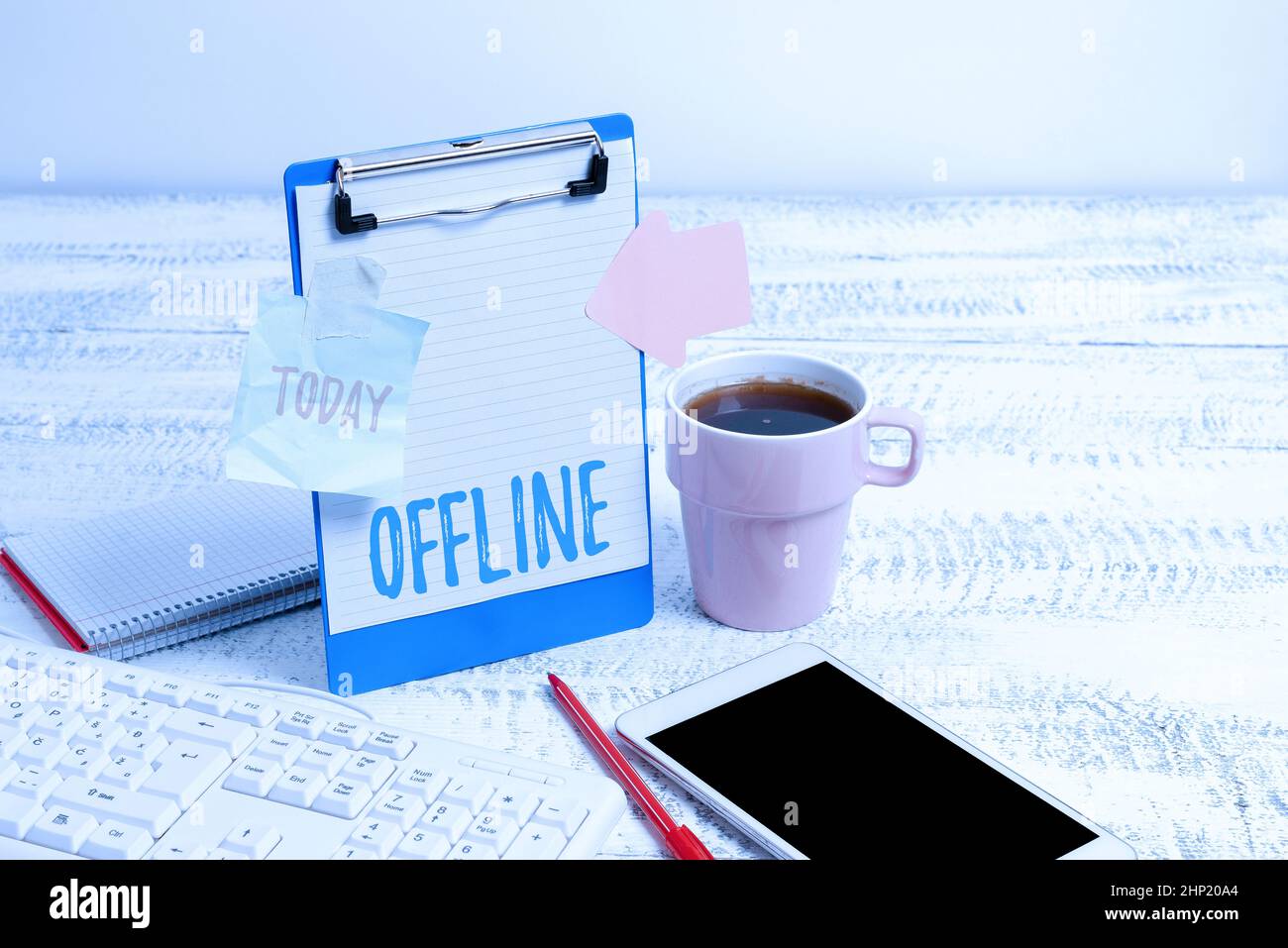 Text sign showing Offline, Business approach Not having directly ...