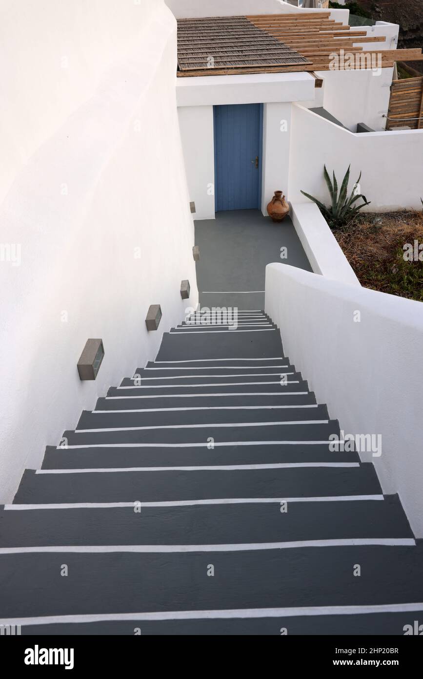 Narrow stone steps, a traditional piece of architecture on the island ...