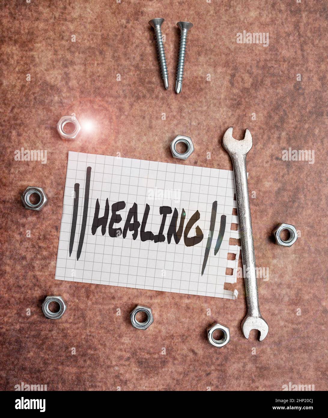 Handwriting text Healing, Internet Concept process of making or ...