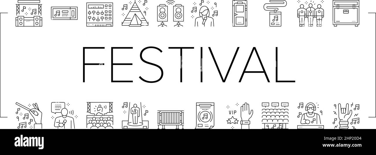 Music Festival Band Equipment Icons Set Vector Stock Vector Image & Art ...