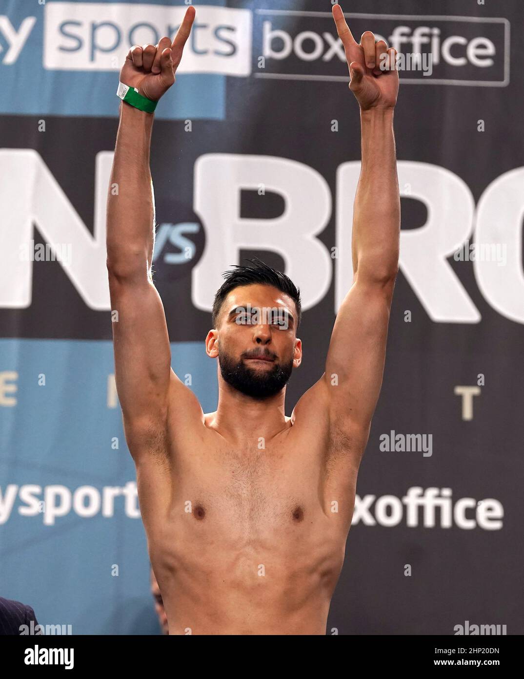 Hassan Azim during the weigh in at the Exchange Hall, Manchester ...