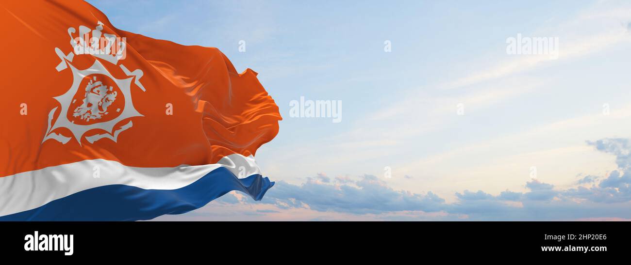 flag of Netherlands Coast Guard , Netherlands at cloudy sky background ...