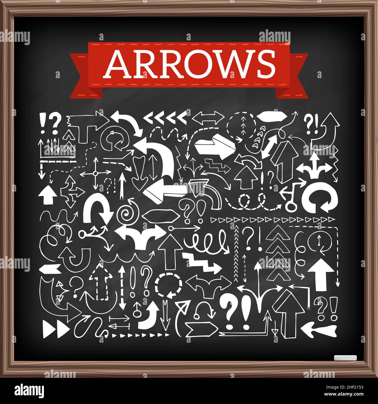 Hand drawn arrow icons set with question and exclamation marks with ...