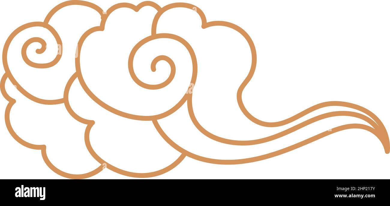 Golden cloud in decorative oriental style. Traditional wind symbol ...