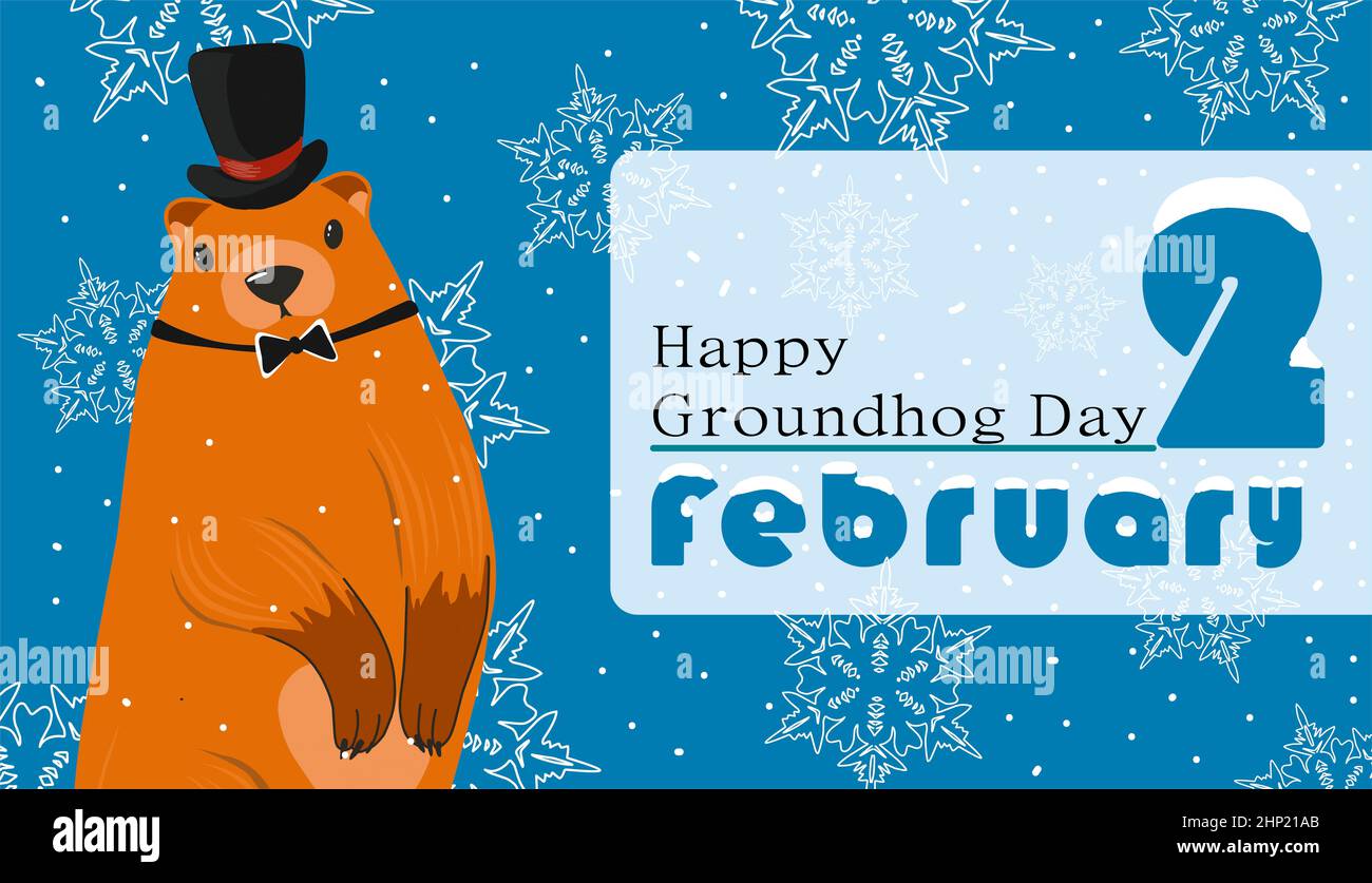 Happy Groundhog Day greeting card. Happy marmot Day Typographic Vector ...