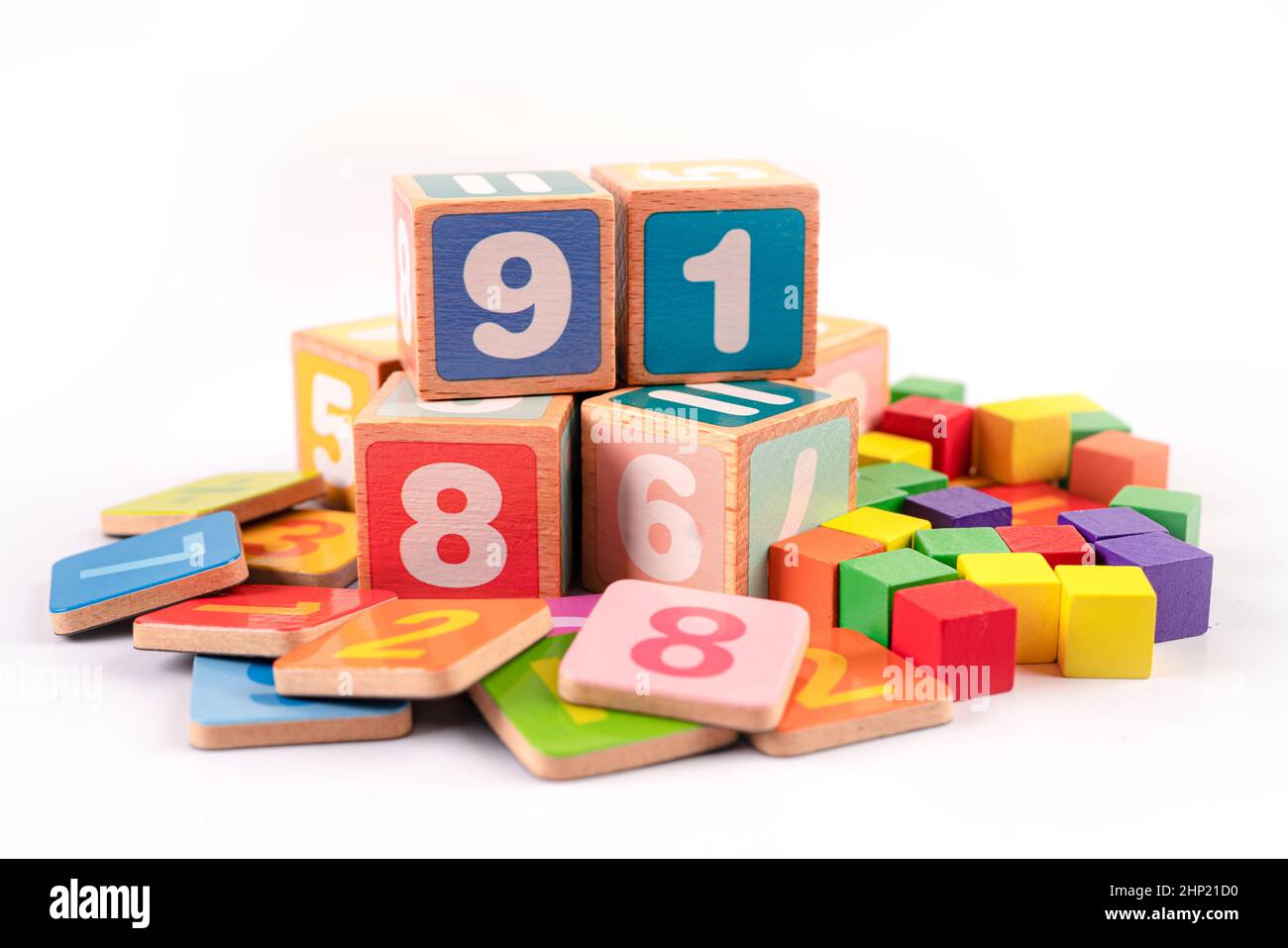 Math number colorful on white background, education study mathematics ...