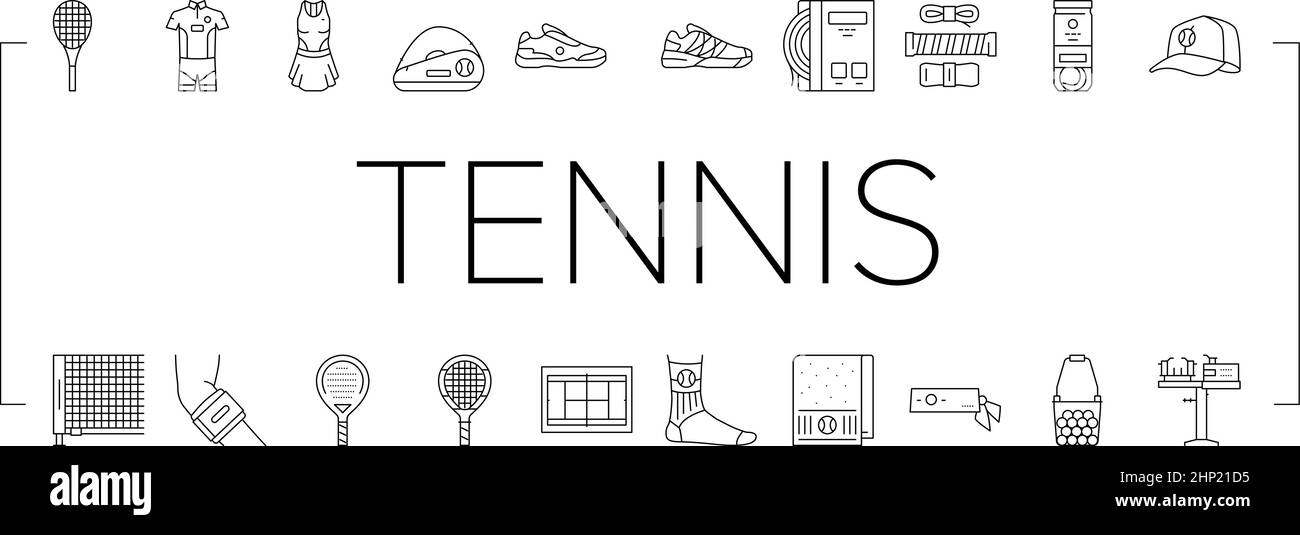 Tennis Sport Game Competition Icons Set Vector Stock Vector Image & Art ...
