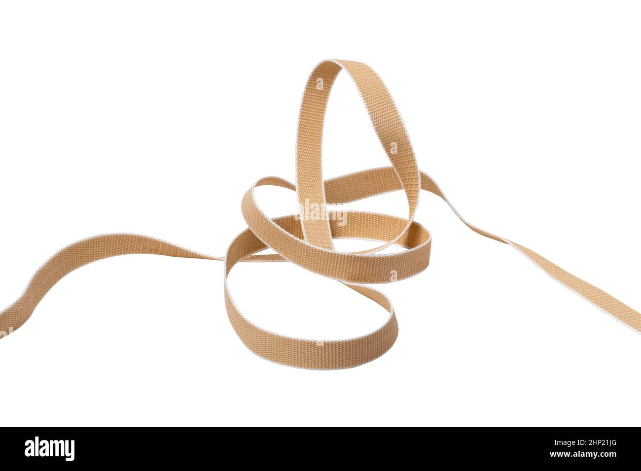 Roller shutter belt isolated. Close-up of a beige hard-wearing and tear ...