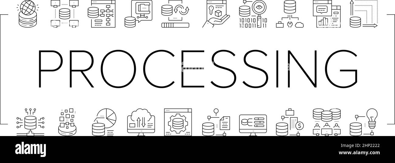 Digital Processing Collection Icons Set Vector Illustration Stock ...