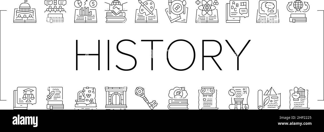 History Learn Educational Lesson Icons Set Vector Stock Vector Image ...