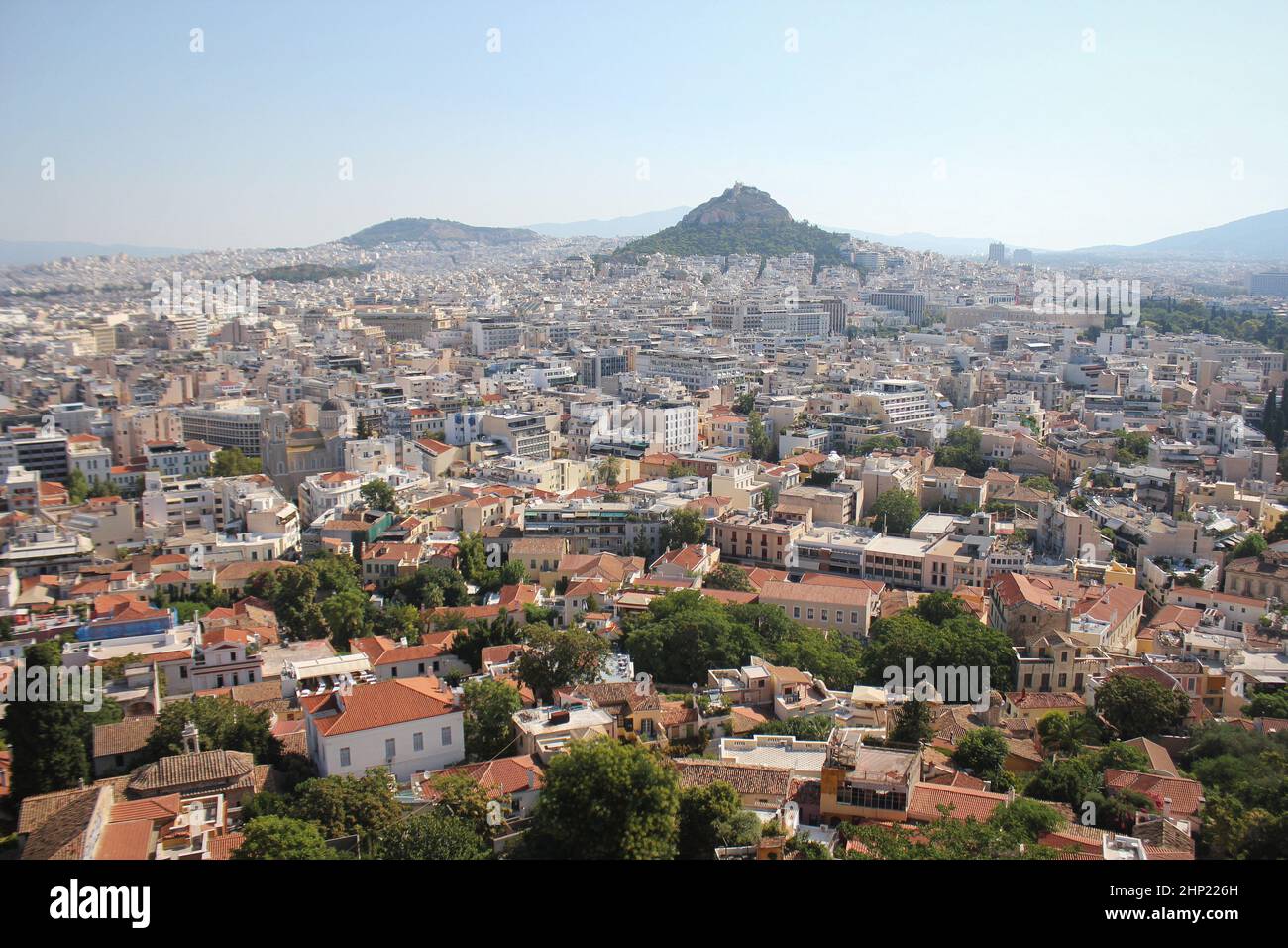 View over the city from Acropolis hill in Athens, Greece. Panorama of ...