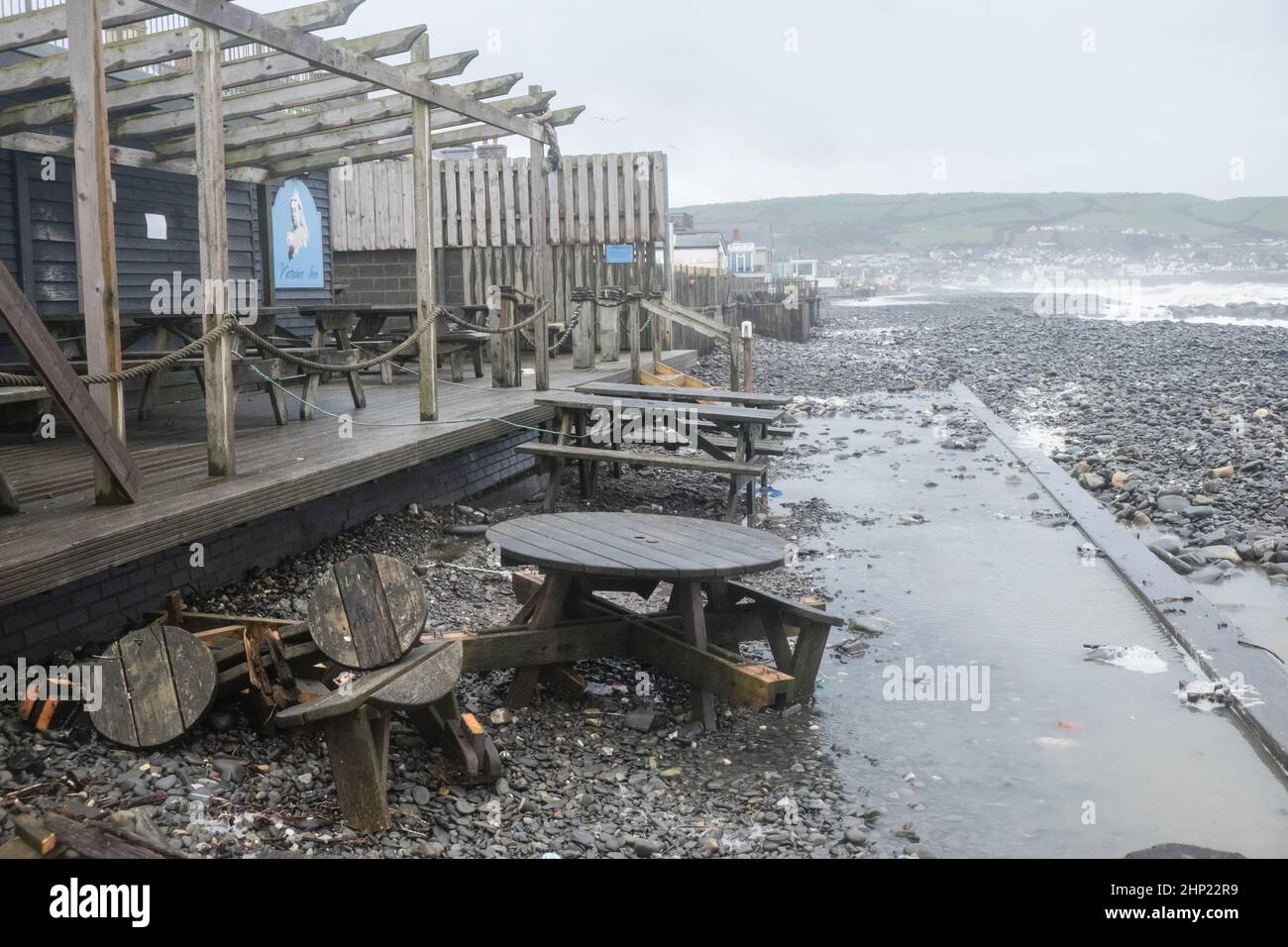2022 storm eunice hits borth village hi-res stock photography and ...