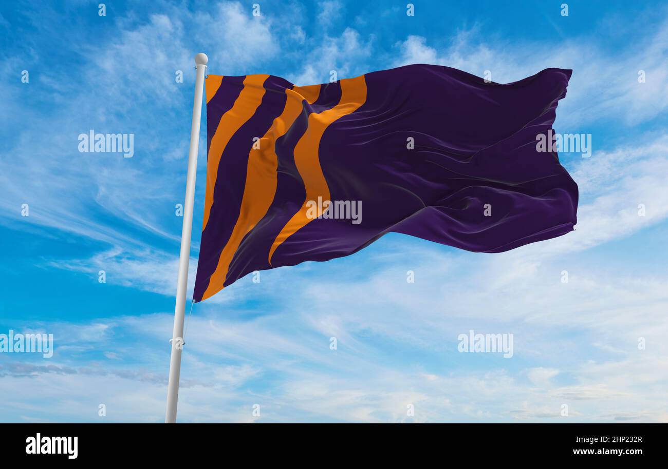 flag of the Dutch Ministry of Defence , Netherlands at cloudy sky ...