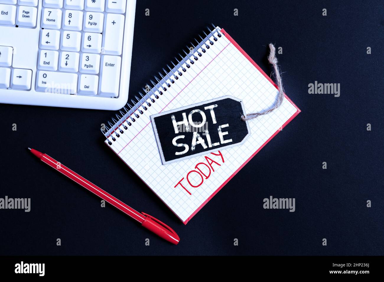 Sign displaying Hot Sale, Internet Concept putting products on high ...