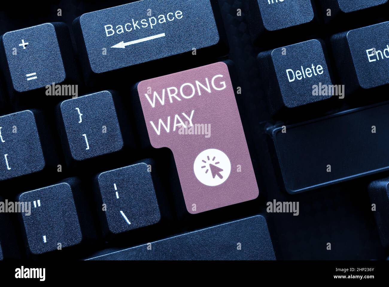 Hand writing sign Wrong Way, Concept meaning taking an unsuitable or ...