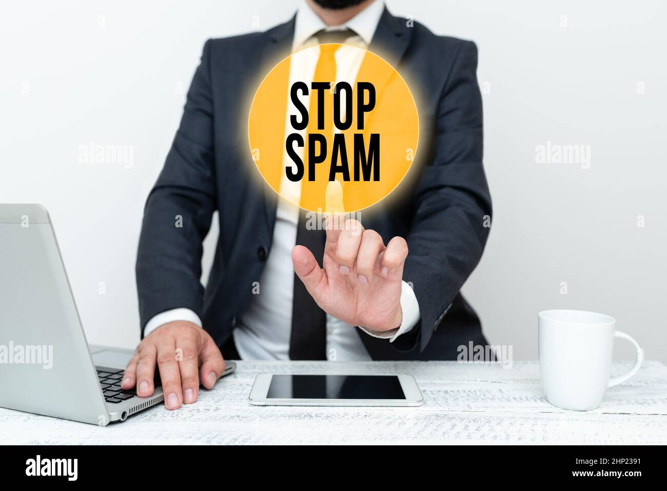 Conceptual caption Stop Spam, Business approach end the Intrusive or ...