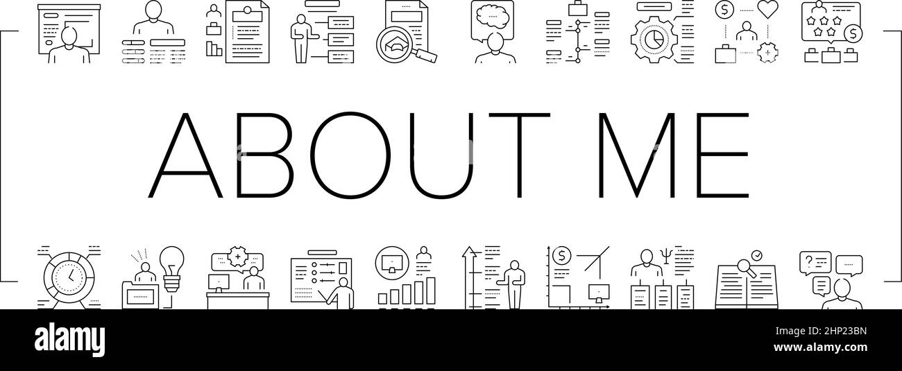 About Me Presentation Collection Icons Set Vector Stock Vector Image ...