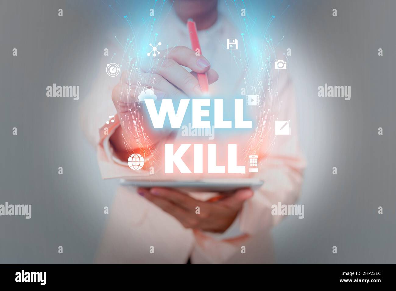 Conceptual caption Well Kill, Concept meaning operation of placing a ...