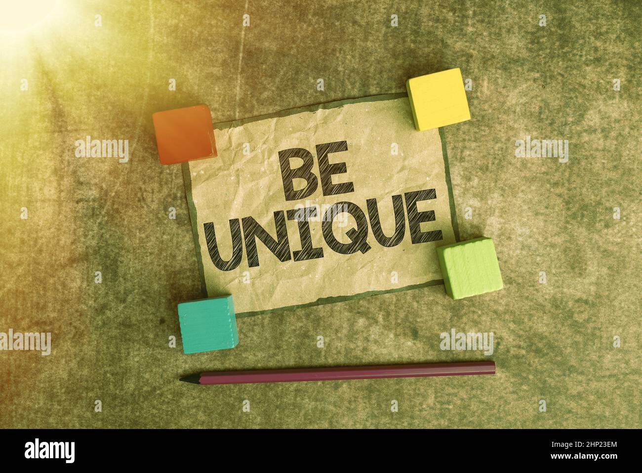 Hand writing sign Be Unique, Business showcase being the only one of ...