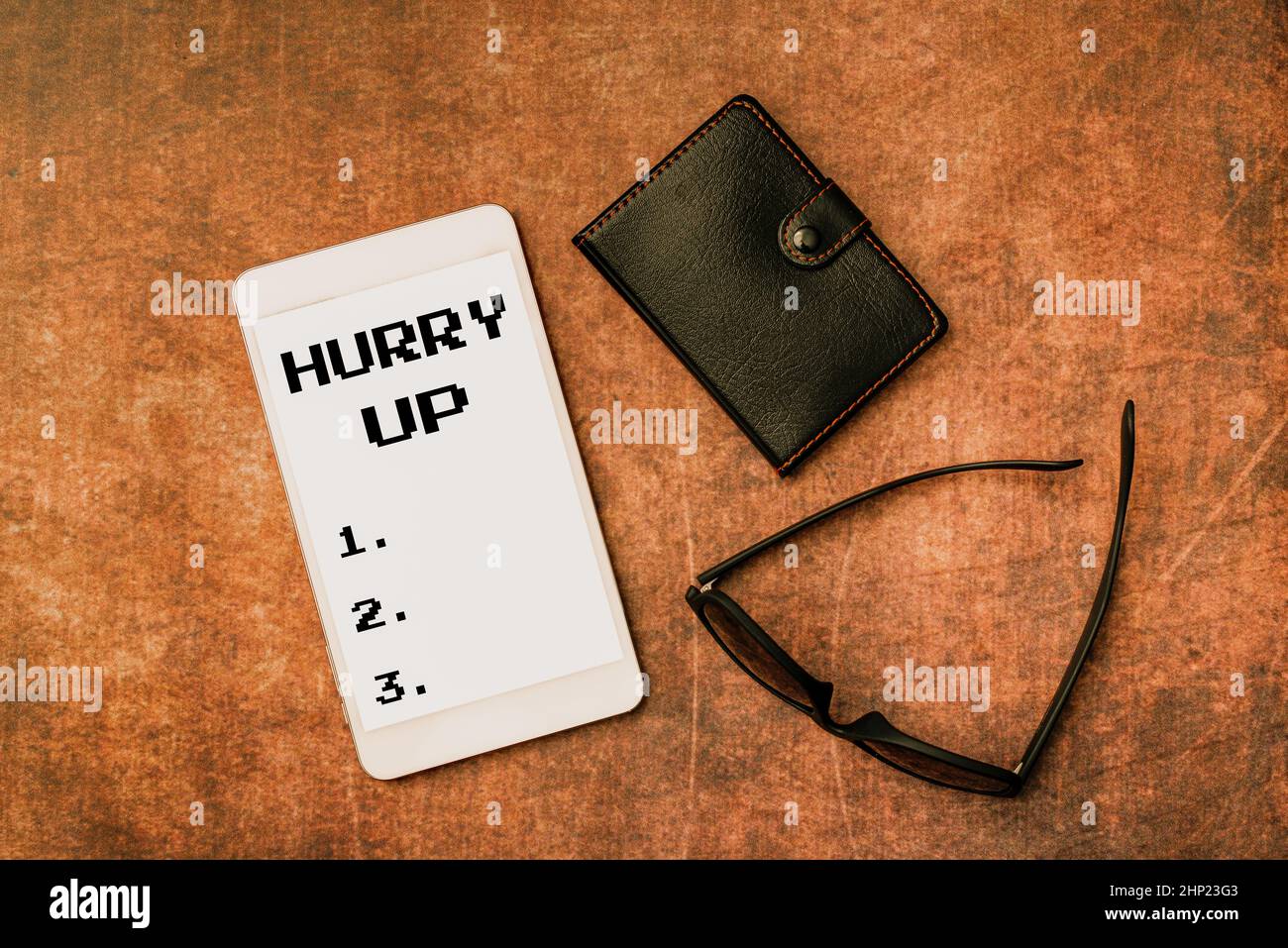 Hand writing sign Hurry Up, Business concept asking someone to do a job ...