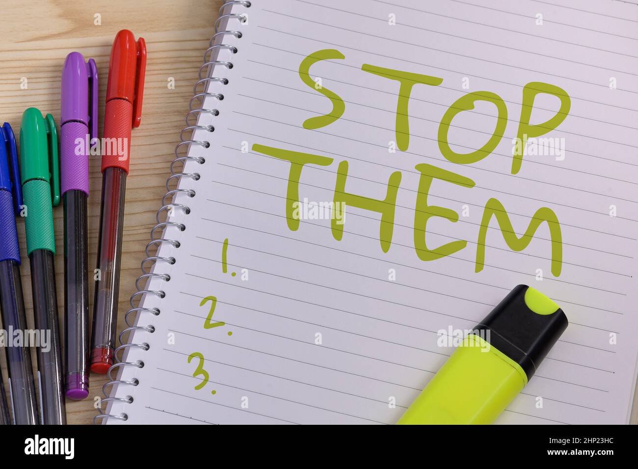 Text caption presenting Stop Them, Business overview used for telling ...