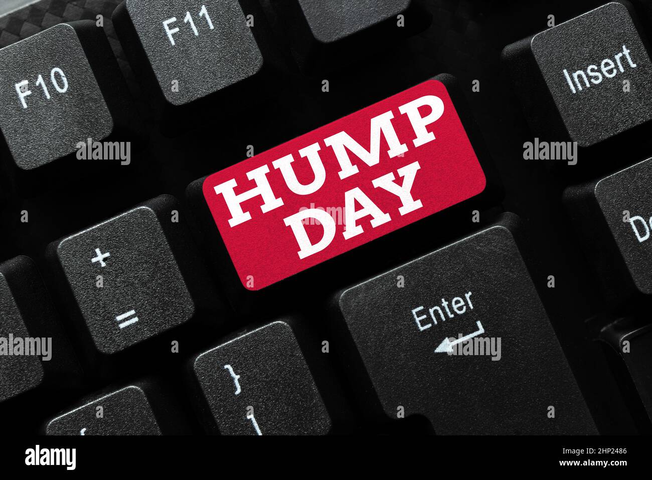 Text sign showing Hump Day, Business overview climbing a proverbial ...