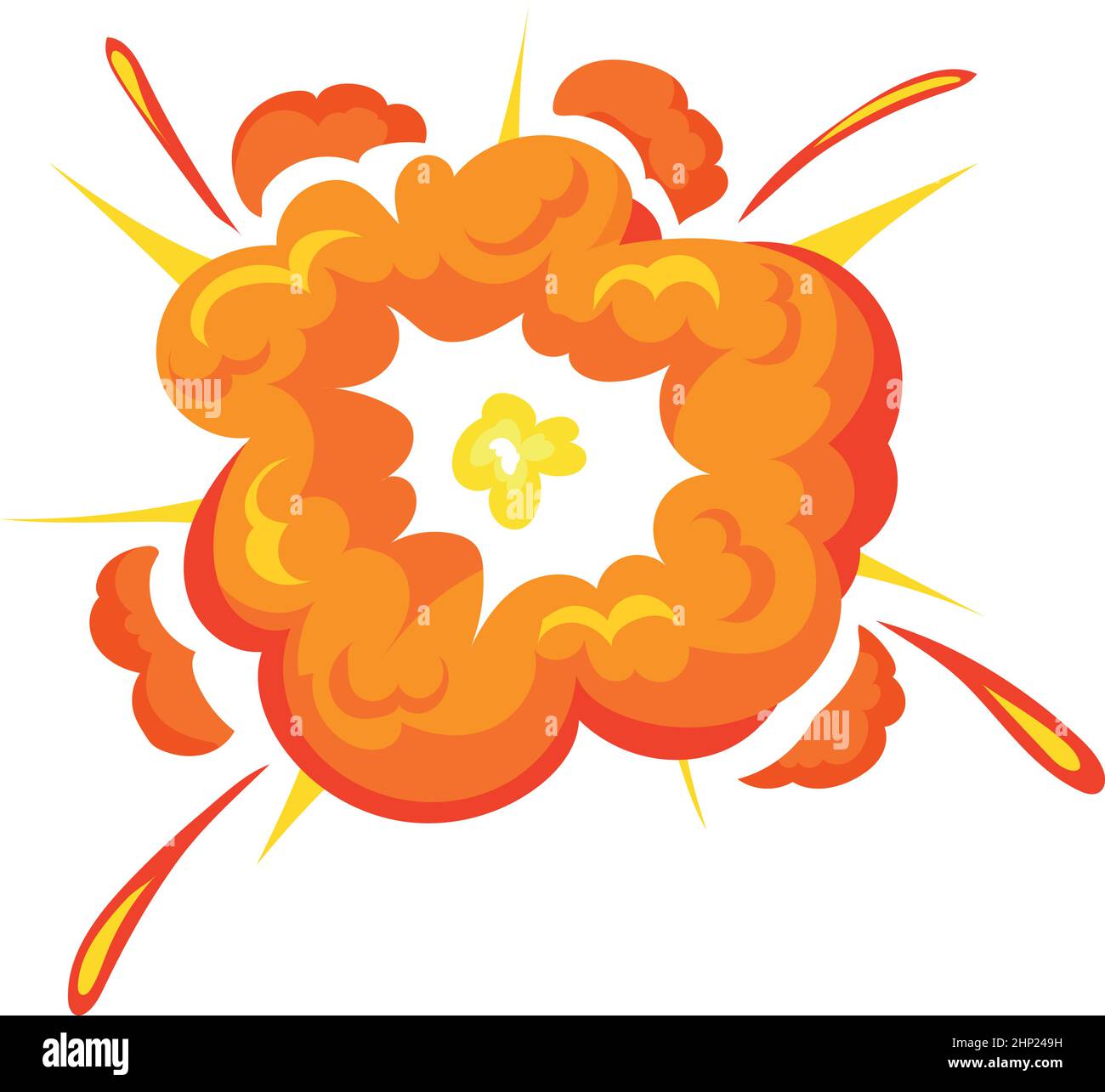 Cartoon explosion effect. Colorful comic fire blast isolated on white ...