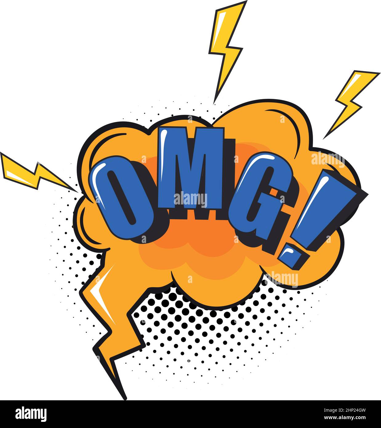 Omg in comic speech bubble with halftone effect shadow isolated on ...
