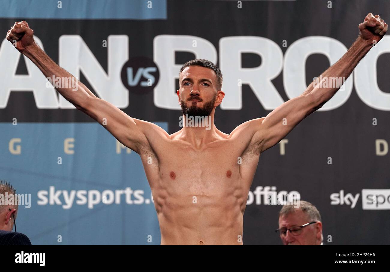 Charlie Schofield during the weigh in at the Exchange Hall, Manchester ...