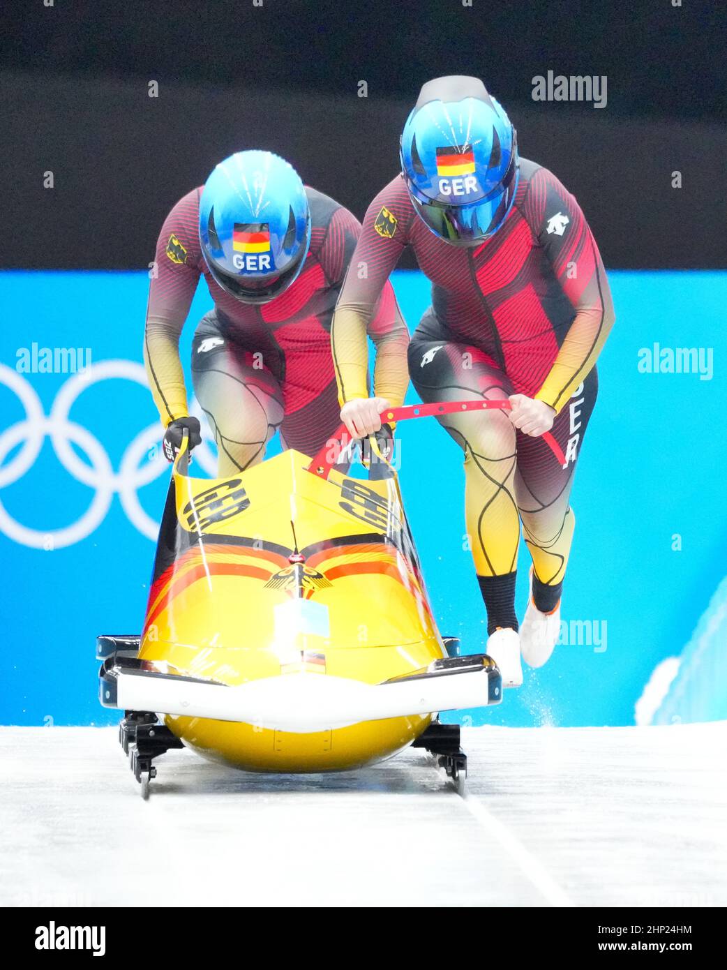 Yanqing, China. 18th Feb, 2022. Bobsleigh, Olympics, two-man bobsleigh ...