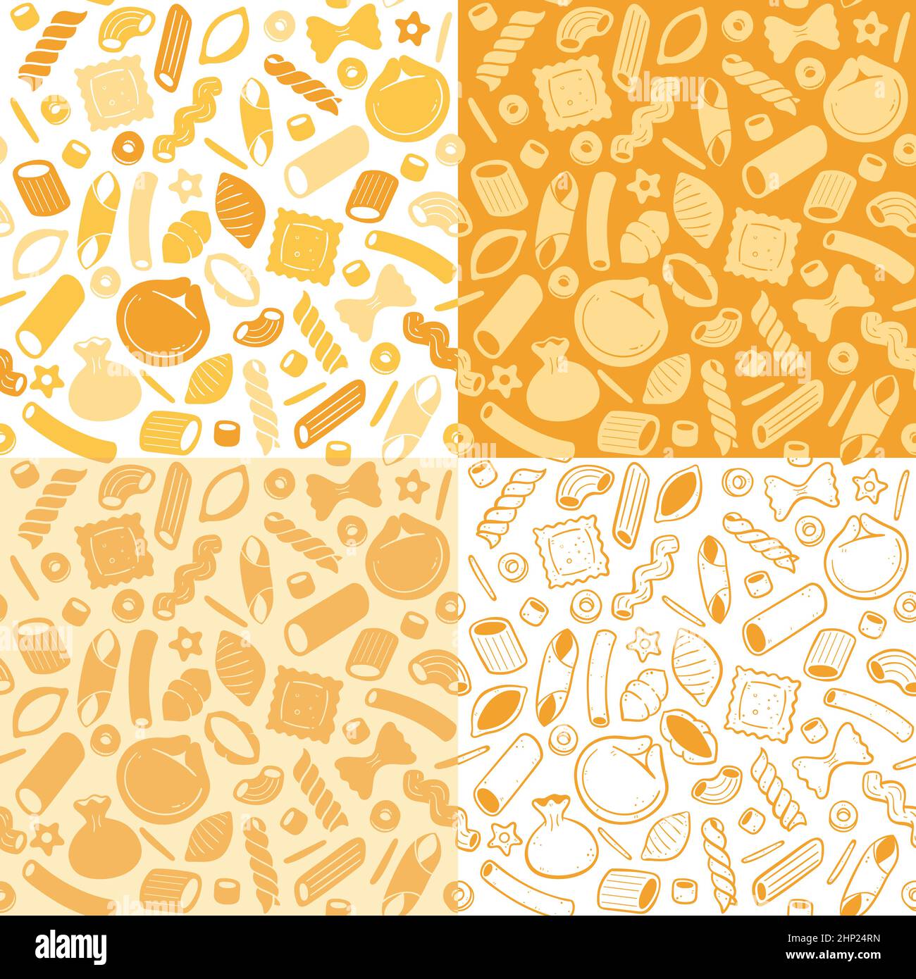 Italian pasta seamless pattern collection. Food ingredients for cooking ...