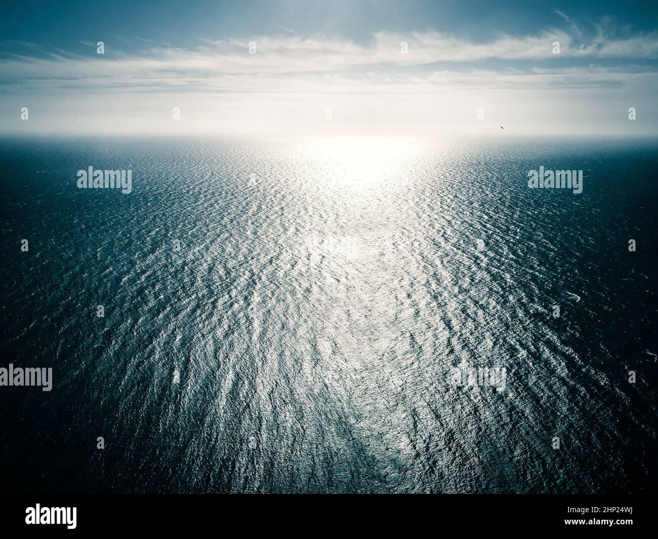 Ocean aerial view at sunset. Sea and sky background wallpaper Stock ...